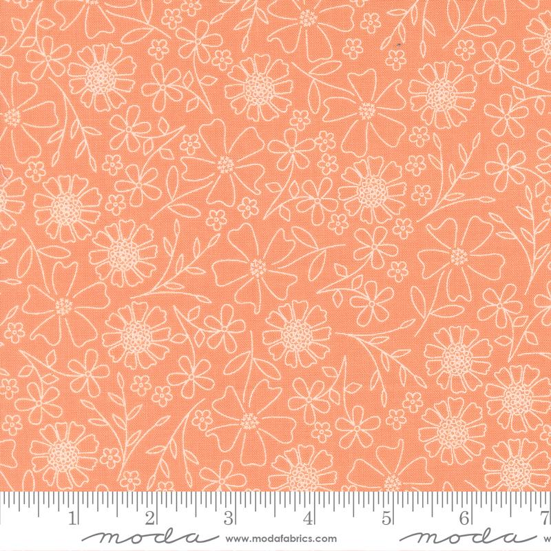 In The Garden Sketch Florals Coral | Corey Yoder | Moda Fabrics | 29231 ...